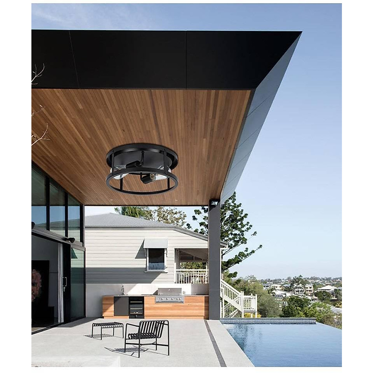 ZTGJMN 2 Light Fixtures Ceiling Mount, 13 Inch Matte Black Industrial Flush Mount Ceiling Light for Farmhouse, Light Fixtures Ceiling for Kitchen Entryway Bedroom Hallway,E26 Base