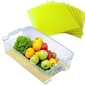 Dualplex® Fruit & Veggie Life Extender Liner for Fridge Refrigerator Drawers, 12 x 15 Inches (6 Pack) – Extends The Life of Your Produce Stays Fresh & Prevents Spoilage, (Yellow)