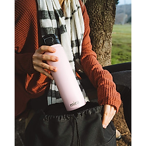 MIRA Stainless Steel Water Bottle - Hydro Vacuum Insulated Metal Thermos Flask Keeps Cold for 24 Hours, Hot for 12 Hours - BPA-Free One Touch Spout Lid Cap - 24 oz (710 ml) Black