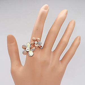 HSQYJ Fashion Crystal Flower Ring Elegant Rhinestone Cocktail Statement Rings Uniquely Stylish Fashion Creative Engagement Jewelry for Women Silver Plated