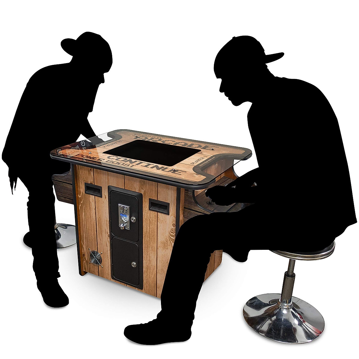 Creative Arcades Full Size Commercial Grade Cocktail Arcade Machine | 2 Player | 412 Games | 19" LCD Screen | Square Glass Top | LED Lights | 2 Sanwa Joysticks | 2 Stools Included | 3 Year Warranty