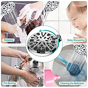 Lychee 9-Setting Modern High Pressure Shower Head with Stainless Steel Hose and Bracket, Chrome Finish