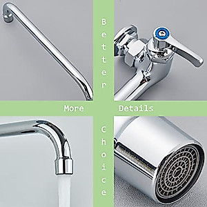 𝗚𝗺𝘂𝘀𝗿𝗲 𝗖𝗼𝗺𝗺𝗲𝗿𝗰𝗶𝗮𝗹 𝗞𝗶𝘁𝗰𝗵𝗲𝗻 𝗙𝗮𝘂𝗰𝗲𝘁 Wall Mount 8 Inch Center Kitchen Sink Faucet with 12 Inch Swivel Spout 2-Handle Faucets for Kitchen Home Restaurant Chrome Polished