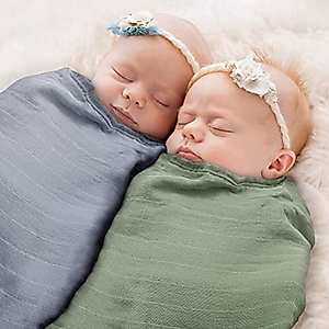 Moonkie Muslin Swaddle Blanket | Comfort Soft Baby Blanket for Boys and Girls | Silky Bamboo Infant Receiving Blanket Baby Swaddle Wrap | Unisex, 47 x 47 inches, 4 Pack