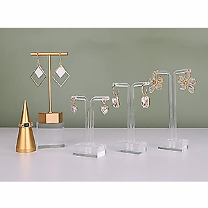 GemeShou 3pcs transparent earring T stand jewelry display for show, acrylic earring hanger for women, small clear earring holder for selling, jewelry Photography props【3pcs earring stand-T shape】