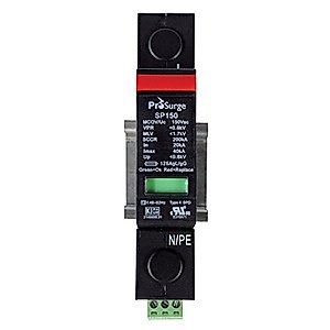 Automation Systems Interconnect ASISP150-1P UL 1449 4th Ed. DIN Rail Mounted Surge Protection Device, Screw Clamp Terminals, 1 Pole, 120 Vac, Pluggable MOV Module