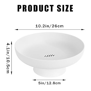 tchrules Fruit Bowl, Plastic Fruit Bowl for Kitchen Counter, White Fruit Basket with Draining Holes, Decor Centerpiece for Kitchen Counter or Dining Room Tables