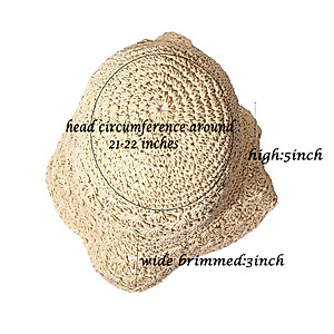 Sun Hat Womens Summer Packable Bucket Hats Boho Beach Straw for Women UV Protection Cute Foldable Cap for Ladies Girls