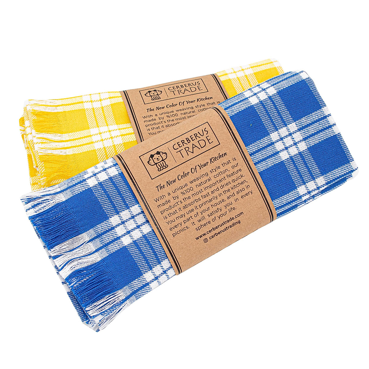 Cerberus Trade Dish and Kitchen Towels -0 Cotton Bar and Hand Towels, Absorbent for Dishes, Blue (Set of 4)