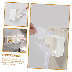 Cabilock 12 Pcs wall storage box holder wall mount cotton swab holder bathroom holder makeup organizers container with lid wall mount storage bins small container white office -