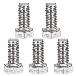 MroMax 5Pcs M10 x 25mm Hex Head Screws Bolts, 304 Stainless Steel 18-8, Fully Threaded, External Hex Drive, for Mounting Chair, Handles, Rail, Pump, Wheels, Antenna Parts, Boat and Plastic Bumpers