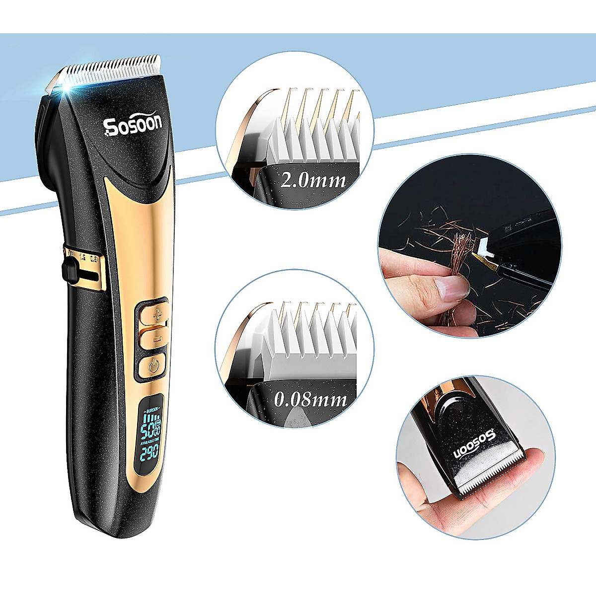 Hair Clippers for Men, Rechargeable Cordless Hair Clippers Beard Trimmer, Professional Electric Barber Home Hair Cutting Grooming Kit for Men Women Kids, LED Display