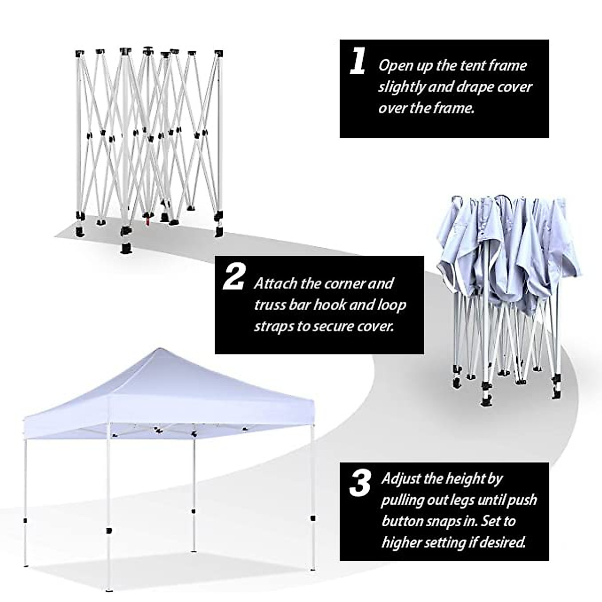 King Canopy Festival 10-Feet by 10-Feet Instant Pop up with 3 Solid Sides, 1 Zippered Door and Weight Bags, 1-Inch Steel Frame, White, FSSHST10WH-B2