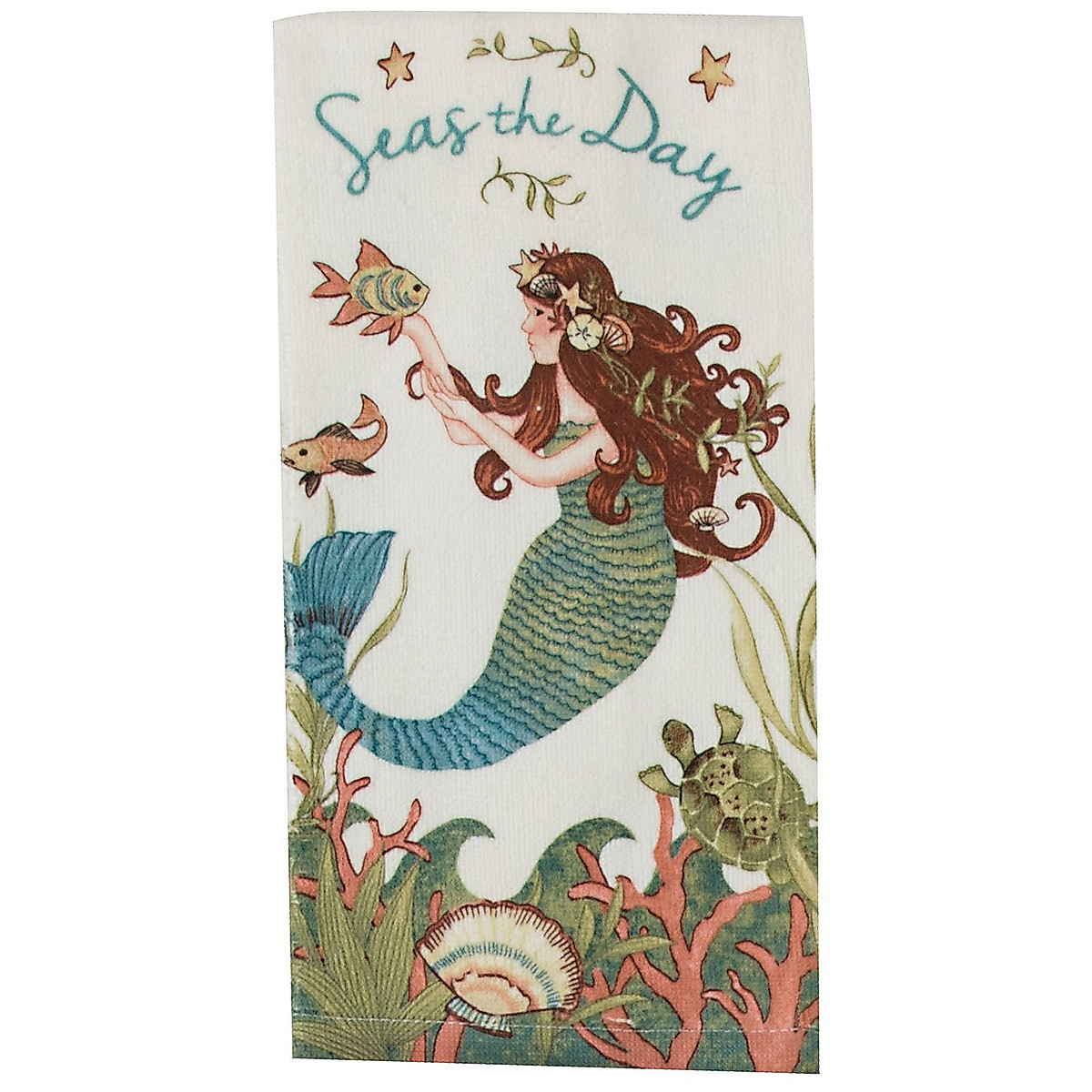 Kay Dee 4 Piece Kitchen Set - 2 Terry Towels, Oven Mitt, Potholder (Mermaid)