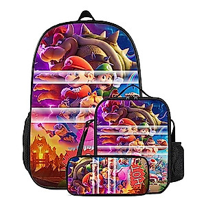 DOKHVOT School Backpack 3 PCS Set Kids Backpack for Girls Boys Women Men School Bag Backpacks with Lunch Bag & Pencil Case