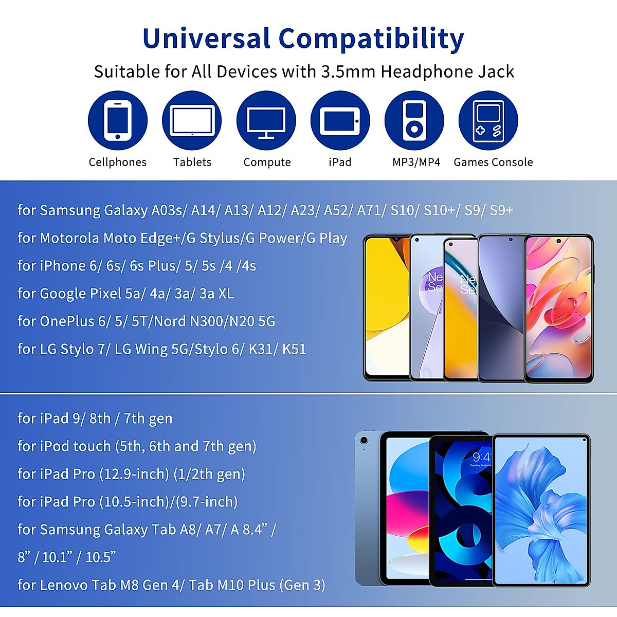 COOYA 3.5mm Headphones for Samsung A15 A03s A14 S10e Magnetic in-Ear Wired Earbuds with Mic for Moto G Stylus/Power/Play HiFi Stereo School Kids Earphones for iPad 9 8 Laptop Tablet PC Student Teens