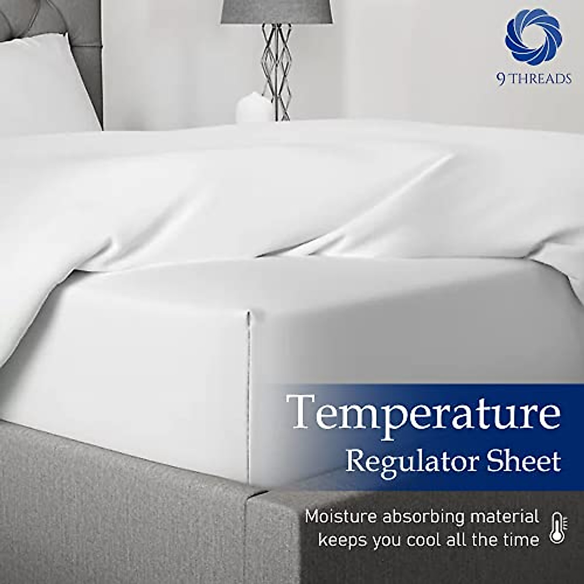 9Threads 400 Thread Count 100% Cotton Sateen Bed Sheets Deep Pocket, Cotton Bedsheets Crisp Cool and Strong Bed Linen (White, Queen)