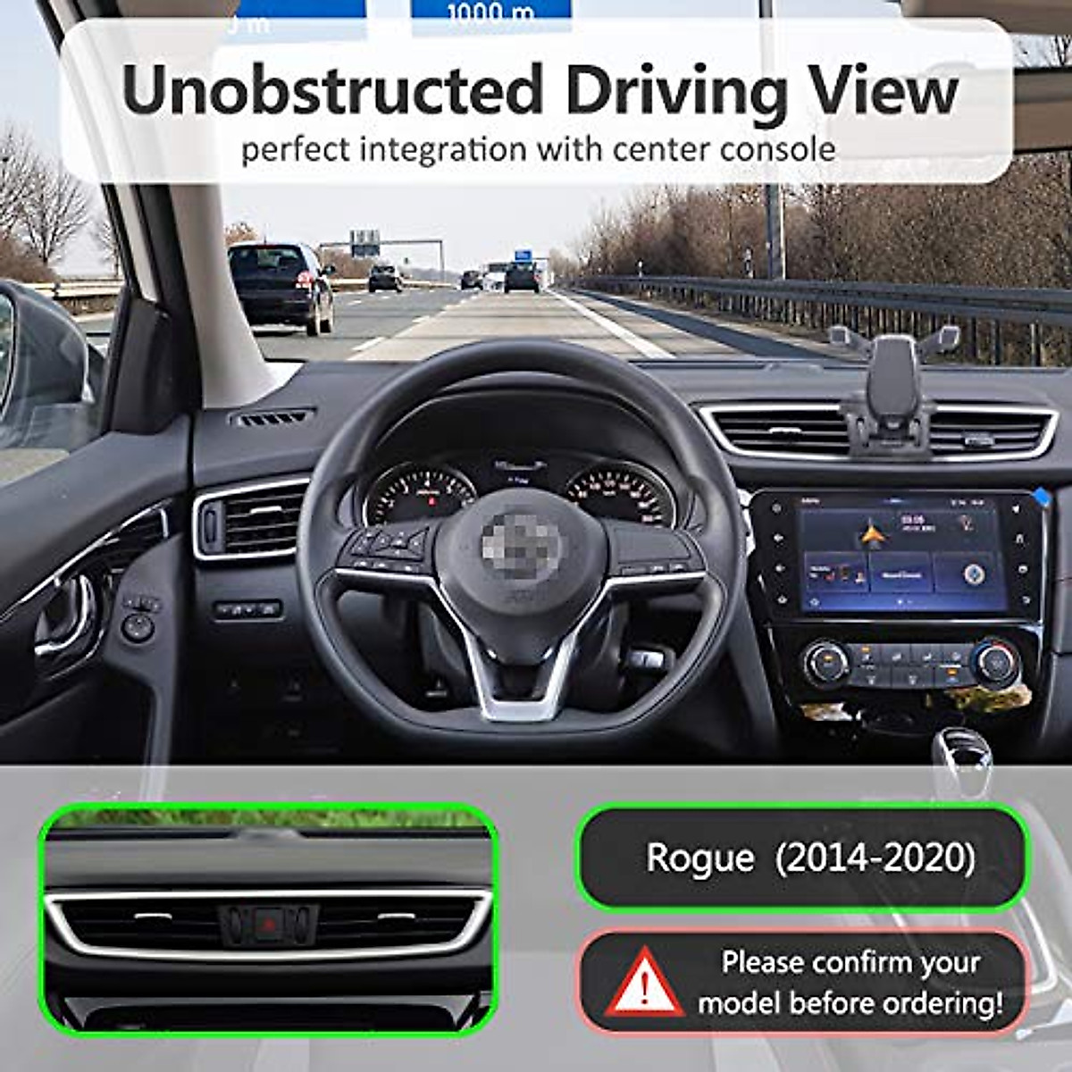 AYADA Phone Holder Compatible with Nissan Rogue, Phone Holder Phone Mount Upgrade Design Gravity Auto Lock Stable Easy to Install Rogue Accessories Sport S SV SL 2014 2015 2016 2017 2018 2019 2020