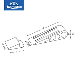HOMOTEK 2 Pack Wedge Rubber Door Stops Door Chucks Stoppers Wall Protector for Floor & Bottom of Door with Self Adhesive White Holder, 5"x1-9/16"x1-5/16" (Gray)