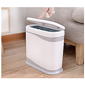 Cq acrylic Dual 12 Liter Bathroom Trash Can with Lid,Slim Bathroom Garbage Can,3.3 Gallon Garbage Container Bin for Home Kitchen and Office,White