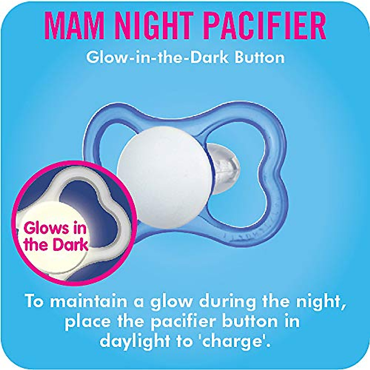 MAM Air Day & Night Baby Pacifier, for Sensitive Skin, Glows in The Dark, Boy , 6-16 Months (Pack of 3)(Packaging may vary)