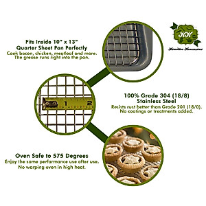 Hamilton Housewares Stainless Steel Cooling Rack - Heavy Duty and Oven Safe, Good for Cooling, Baking and Roasting - Perfect for Cookies, Cakes & More - Fits Perfectly in Quarter Sheet Pan(8.5" x 12")