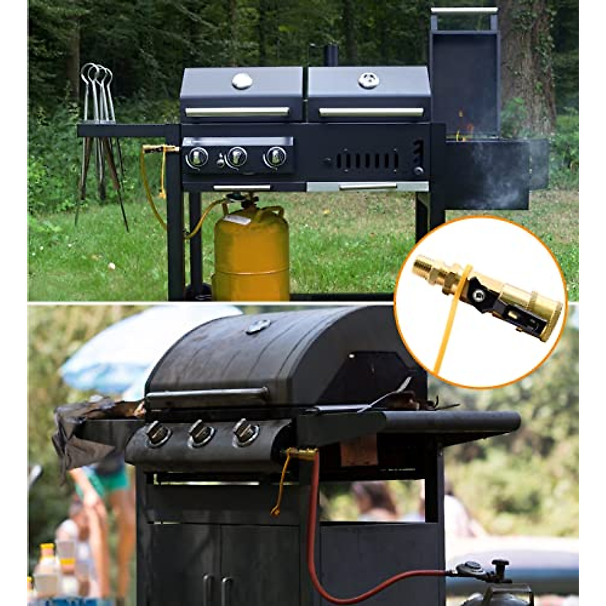 Propane Quick Connect Fittings, 7pcs/14pcs 1/4" RV Propane Quick Connect Fittings Adapter with 3/8" Flare x 1/4" NPT Male Pipe Half-Union Fitting 1/4" Male NPT 1/4" Female NPT