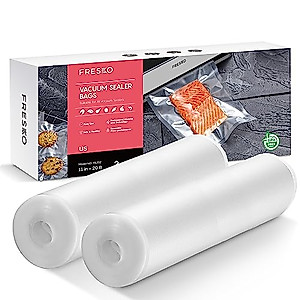 FRESKO Vacuum Sealer Bags Rolls 2 Packs 11" x 20', Commercial Grade Seal a Meal Bags for Storage Food and Sous Vide, BPA Free, Heavy Duty Customized Size Freezer Bags for Vacuum Sealer