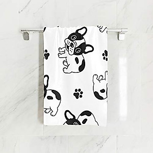 ALAZA Microfiber Gym Towel French Bulldog, Fast Drying Sports Fitness Sweat Facial Washcloth 15 x 30 inch
