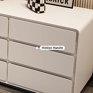 Topjia Vanity Desk Set with Adjustable LED Lighted Mirror, Modern 6 Drawers Makeup Vanity&Acrylic Chair,Makeup Vanity Table Set with Storage Cabinet for Women Girl Bedroom