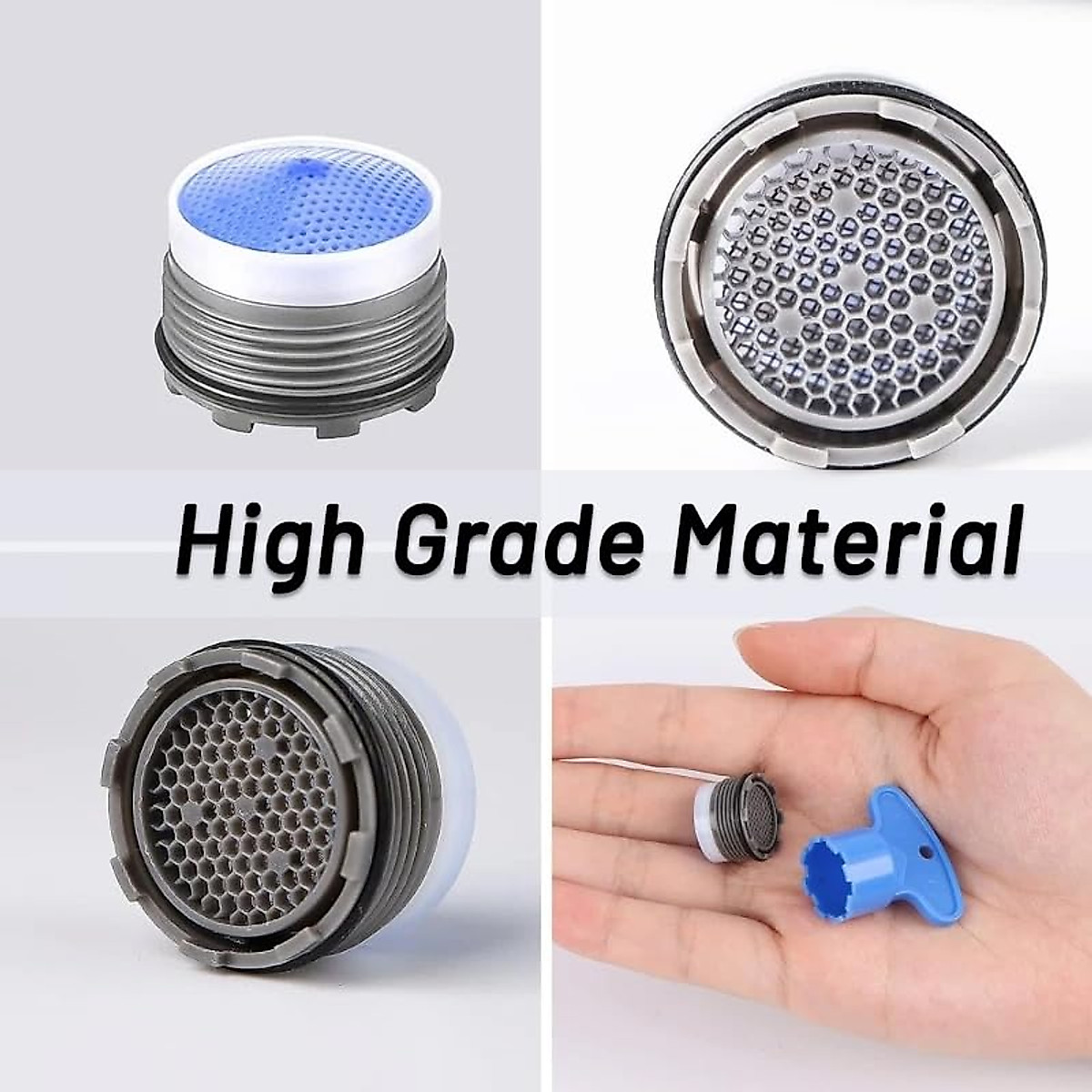 8 Pack Faucet Cache Aerator - 18.5 mm Water Saving Flow Limiter Set for Bathroom or Kitchen Replacement Parts - Sink Aerator Replacement Set, with Wrench Removal Tool(1.5GPM) (8 Pack)
