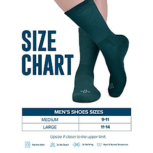 Doctor's Select Diabetic Socks for Men - 4 Pairs Crew Diabetic Neuropathy Socks for Men | Navy, Green, Blue, Gray | Non Binding Mens Diabetic Socks for Moisture Management