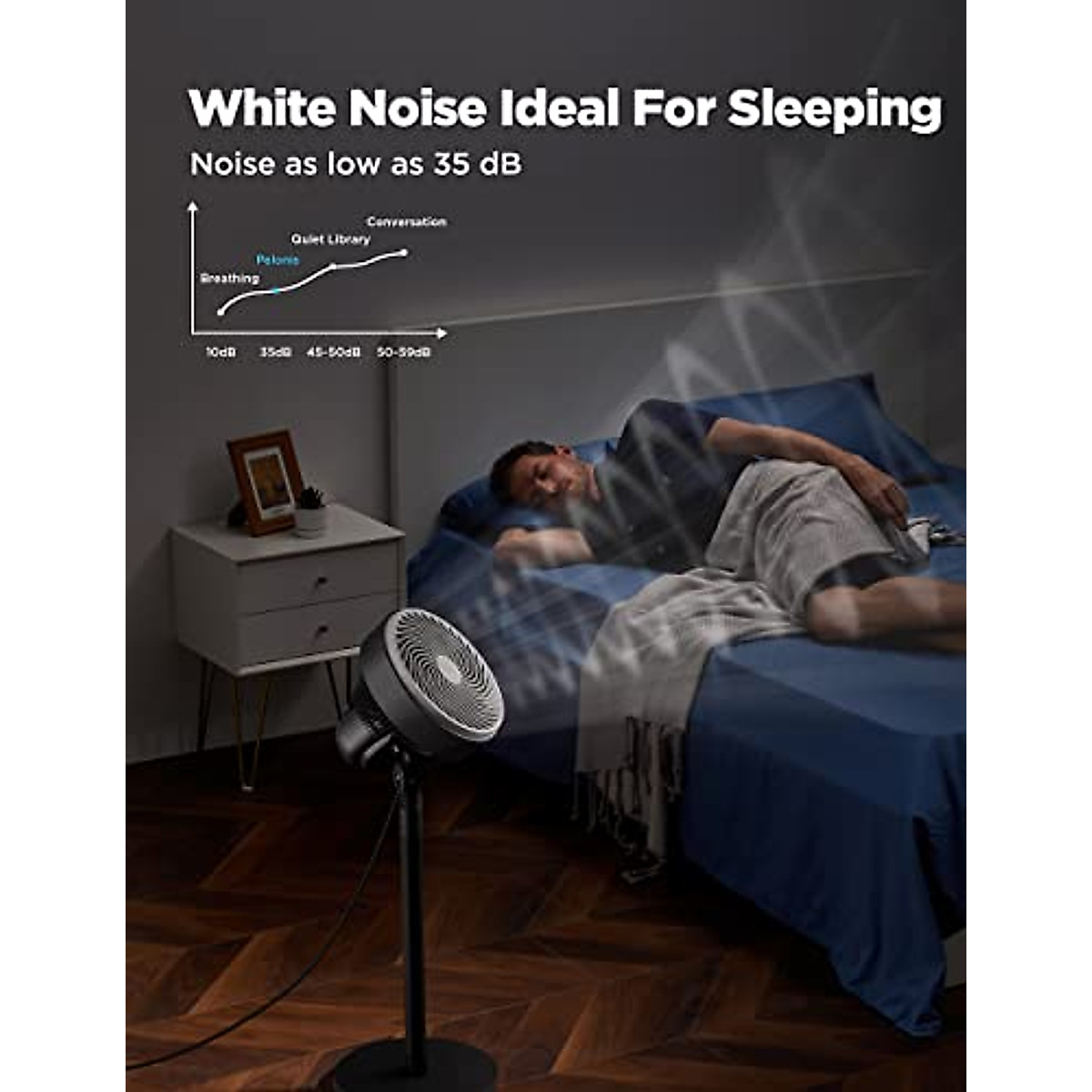 PELONIS Air Circulator Fan | 2 In 1 Table Pedestal Fan | Adjustable Height| 75-Degree Tilt |7-inch airfoil fan blades| 3 Speeds | Low Noise |Solid Base| for Home, Office, Dorm | Black