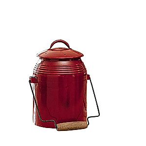 Gardeners Supply Company Compost Bin Kitchen Waste Countertop Pail | Rustic Farmhouse Style Sturdy Metal Crock with Lid for Organic Composting | Holds 5 Quarts of Food Scraps - 7" D X 10-3/4"H