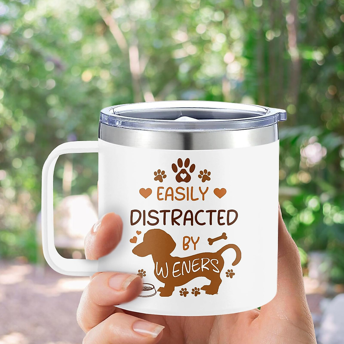 WWHSAI Dachshund Gifts - Easily Distracted by Wieners Dogs Dachshund Coffee Cups 14 Oz - Dachshunds Gifts For Women - Birthday Gift For Dackel Owners - Mothers Days Gift for Dachshunds Dog Mom Lovers