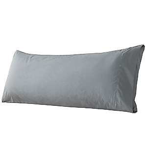 WhatsBedding Body Pillow Cover Cotton Fabric, Long Pillowcase Breathable & Skin-Friendly, Envelope Closure - Grey (21x54 inch)