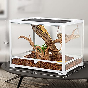 OIIBO 34 Gallon Reptile Tank, 24" x 18" x 18" Front Opening Reptile Terrarium for Reptiles Amphibians Pets, Bearded Dragon Lizard Gecko Snake Tank Reptile Glass Terrariums
