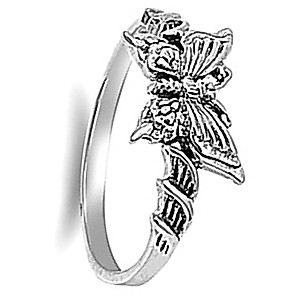 Sterling Silver Women's Unique Butterfly Ring Unique 925 Band 9mm Size 7