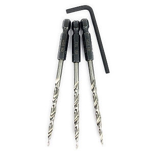 FTG USA Wood Countersink Drill Bit Set Sizes 6 8 10 12 Countersink Tapered Drill Bits, 2 Wood Plug Cutter 3/8" & 1/2" with 3 Replacement Bits #8 (11/64"), 2 Stop Collars, 1 Allen Wrench, Hex Shank
