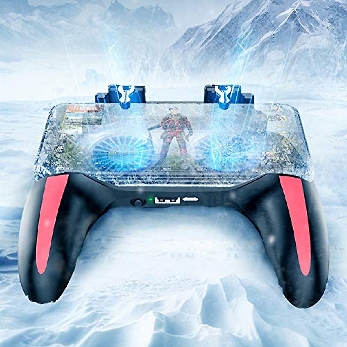 Mobile Phone Gamepad, Place in Table Dual Cooling Fans, Comfortable Touch for Smartphone Playing Games(5000mah)