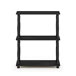 Furinno Turn-N-Tube 3-Tier Compact Multipurpose Shelf Display Rack with Classic Tube, Americano/Black