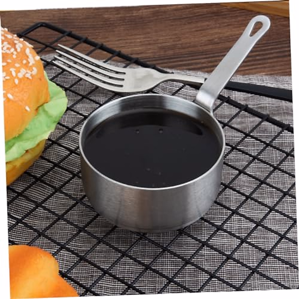 Hoement 1pc Cooking Frying Pan Sauce Cups Coffee Warmer Mini Butter Warmer Pot Butter Melter Dipping Sauce Bowls Small Pan Non Stick Pan Sauce Jug Induction Cookware Butter Melting Pan