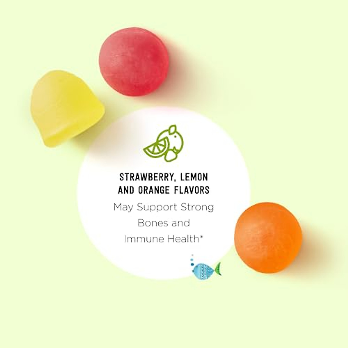 Amazon Brand - Mama Bear Organic Kids Vitamin D3 25 mcg (1000 IU) Gummies per serving, Bone and Immune Health, Strawberry, 80 Count