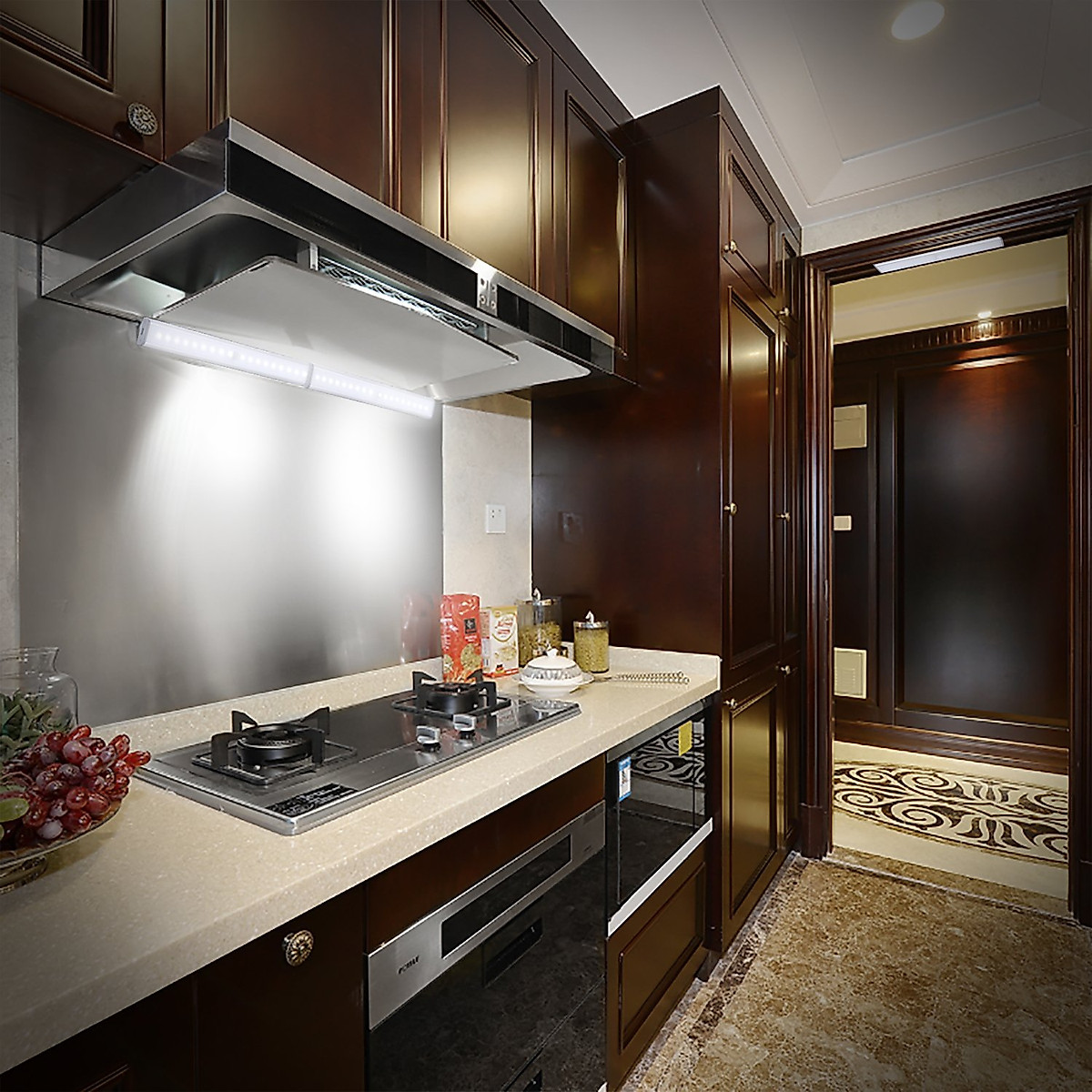 Stick-On Anywhere Portable Closet Lights Wireless 18 Led Under Cabinet Lighting Motion Sensor Activated Build In Rechargeable Battery Magnetic Little Safe Night Tap Light for Closet Cabinet (Silver-2)