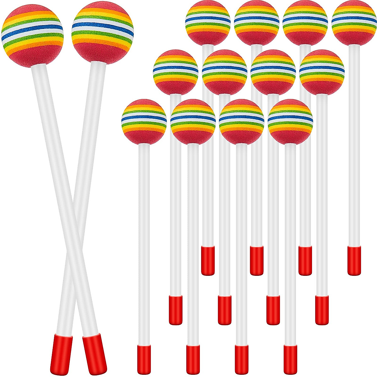 12 Pcs Lollipop Drum Mallet Sticks Round Rainbow Hammer Percussion Sticks Plastic Drumsticks for Kids Child Mallet Musical Toy Mallet Hand Foam Hammer Toy for Adults Musical Instrument Accessories