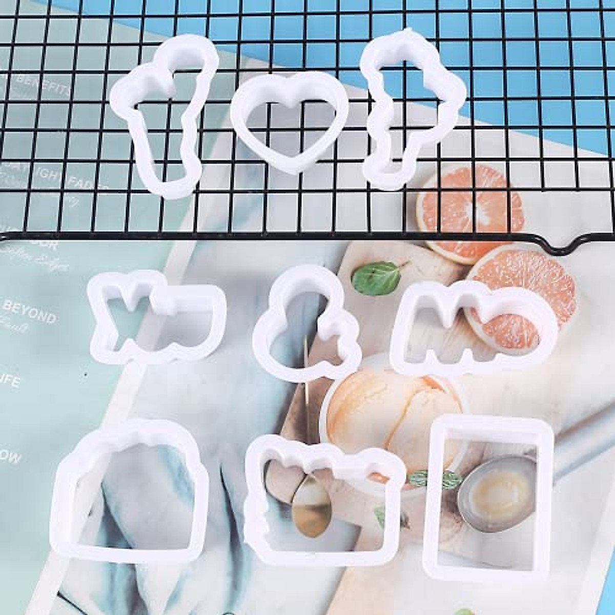 Crethinkaty Valentine's Day Cookie Cutter Set - 9Pcs Plastic Valentines Biscuit Cutter-Man,Woman,Love letter,Heart,Words-for Fondant Cookie DIY Baking.