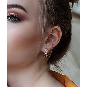 INFUSEU Two Way Frog Stud Earrings Sterling Silver for Young Women Teen Cute Funny Animal Dangling Jewelry Gifts Daughter Granddaughter