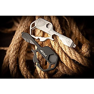 Wizzle EDC MultiTool - 24 in 1 Keychain Accessory, Pocket Size Multipurpose Solution for Camping and Fishing, Screwdriver, Bottle Opener, Hex Wrench Tool, TSA Compliant Ideal Gift for Men Silver Steel