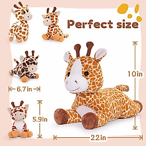 Muiteiur 5 in 1 Big Giraffe Stuffed Animals Set, 22 inch Large Mommy Stuffed Giraffe Plush with 4 Cute Small Giraffe Babies Toy, Soft Giraffe Plush Pillow for Boys Girls