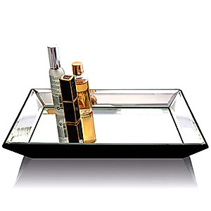 Meetart Rectangle30x21cmVanity Organizer Decorative Mirror Tray Vanity Tray Markup Jewelry Tray Silver Tray for Home Decor